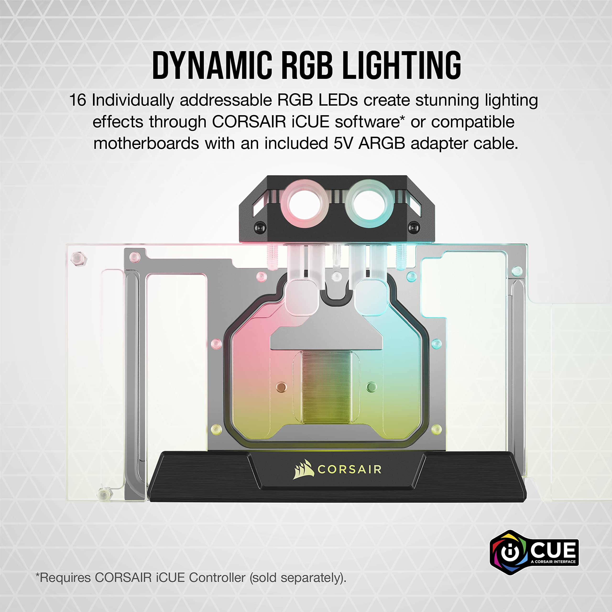 Corsair Hydro X Series XG5 RGB 30-Series Reference GPU Water Block - Fits 110+ Reference Design NVIDIA® GeForce RTX™ (3090, 3080 Ti, 3080) Models - Nickel-Plated Copper Construction