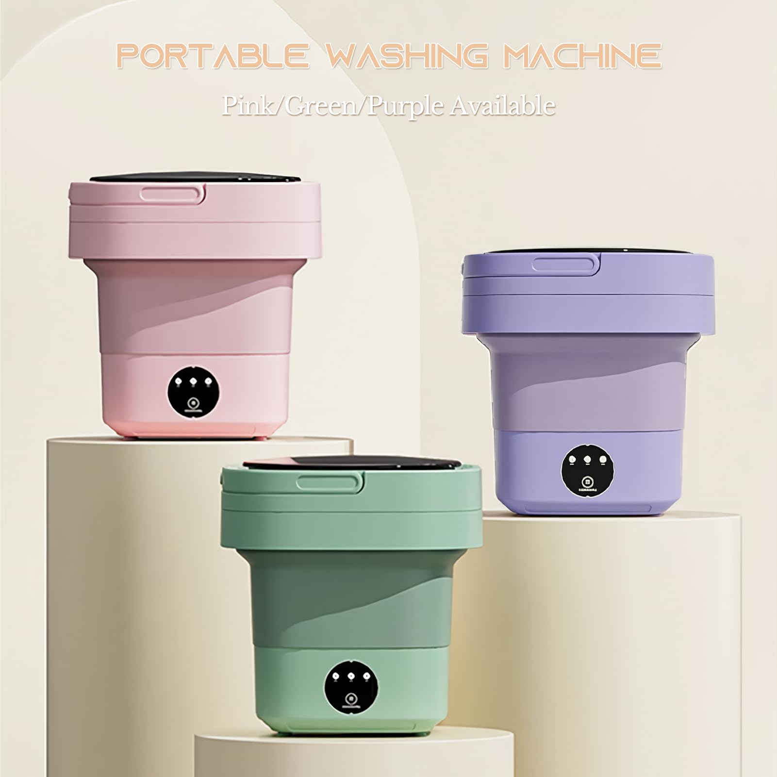 Gugxiom Portable Washing Machine, 6.5 Liters mini washing machinee, Foldable Washing Machine Supporting Clothes Dewatering for Dorms, Apartments, Traveling, etc. (Pink)