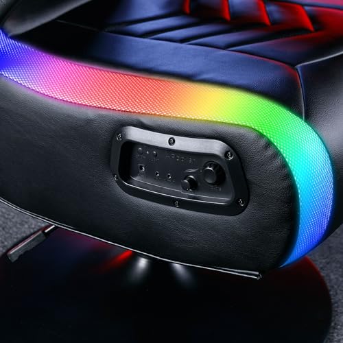 X Rocker Prism RGB LED Lounging Video Gaming Pedestal Chair with Armrests, Wireless Bluetooth Audio, Foldable, Vegan Leather, Amazon Exclusive, Black