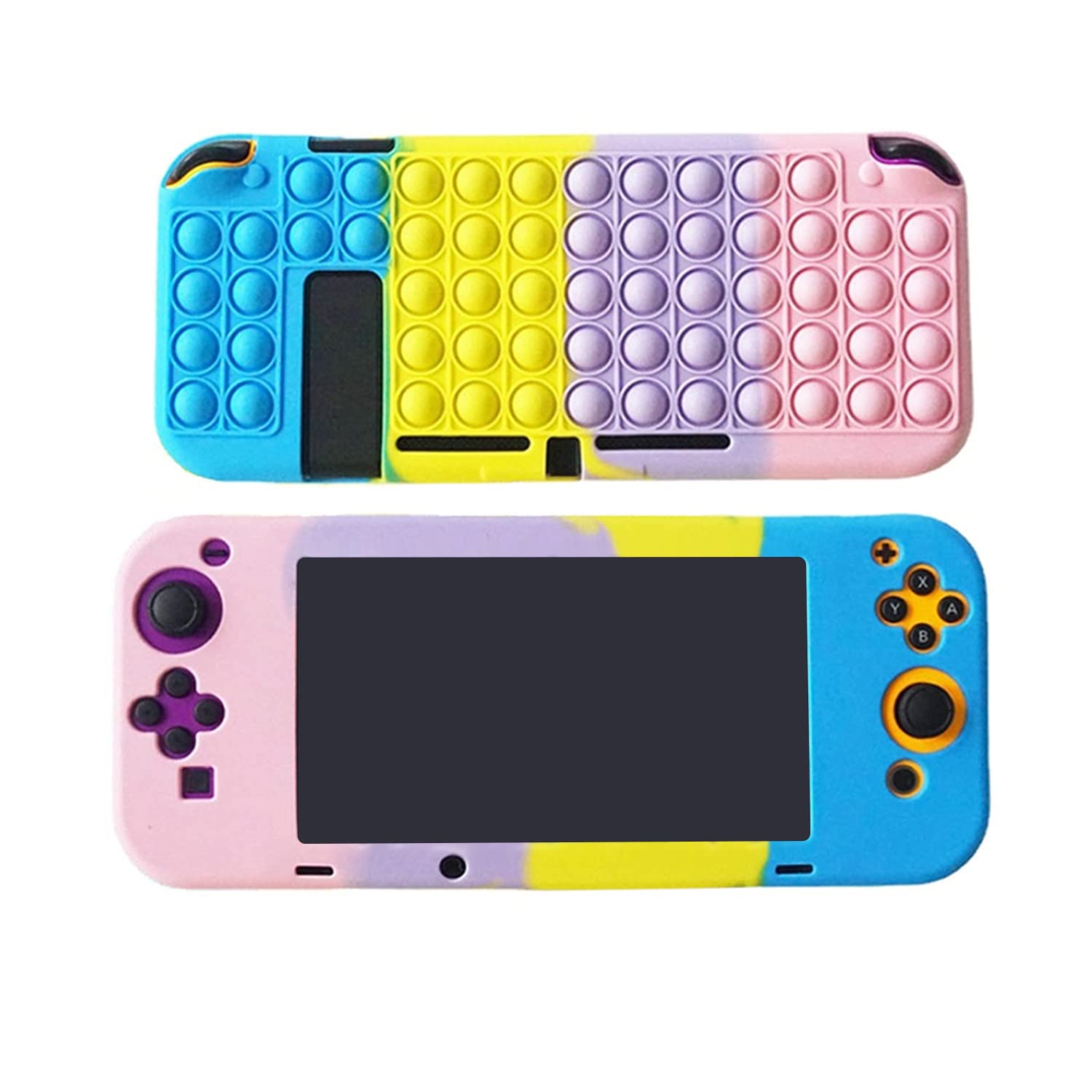 Case for Nintendo Switch - Vicbuy Soft Silicone Full Body Protective Case Cover for Switch Games, [Anti-Slip] [Shock Proof] [Anti-Scratch] Grip Cover - Cases for Switch Controllers (Colorful Bubble)