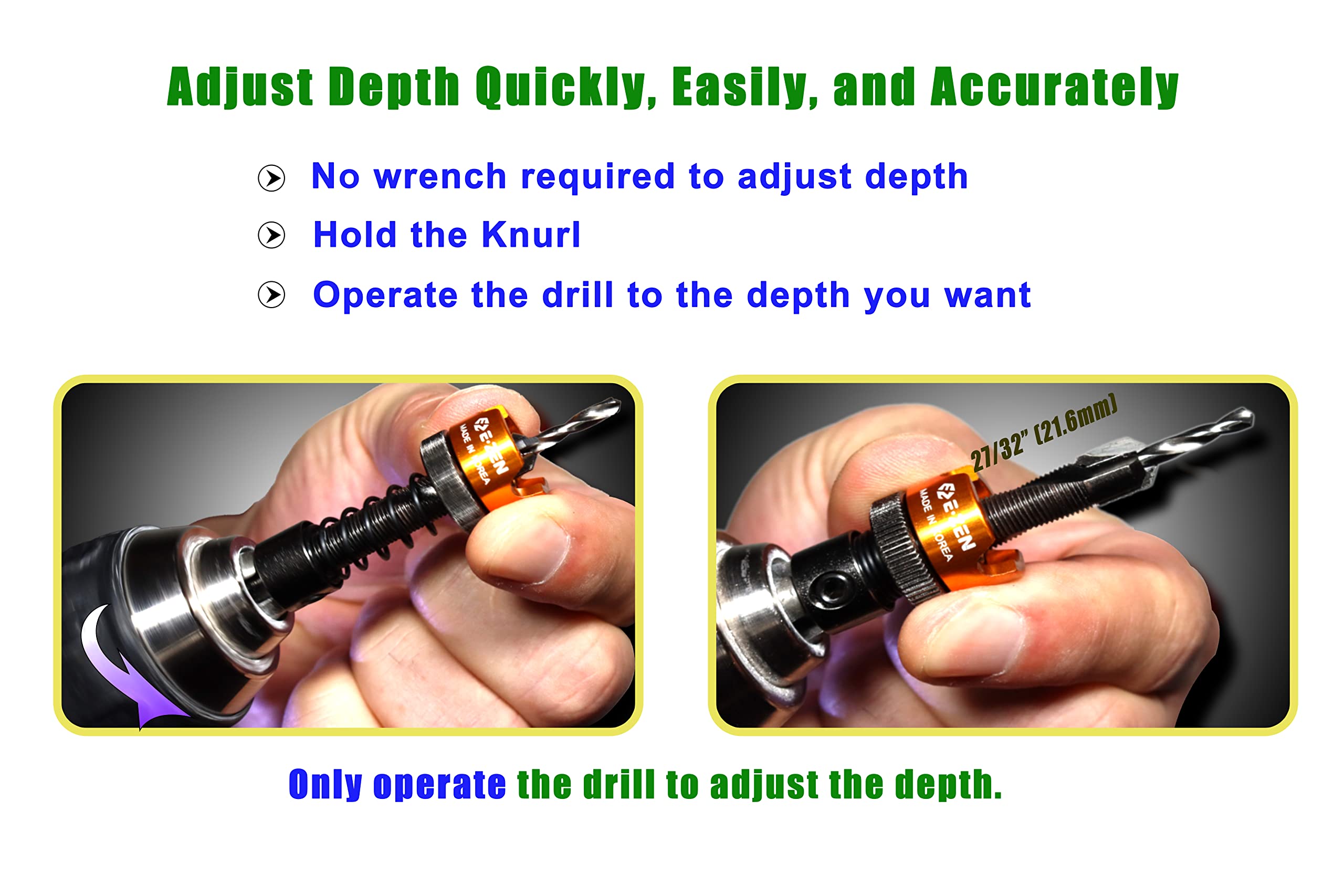 E-Zen Adjustable Countersink Drill Bit Bundle (1/8" x5/16(3x8mm))_#2