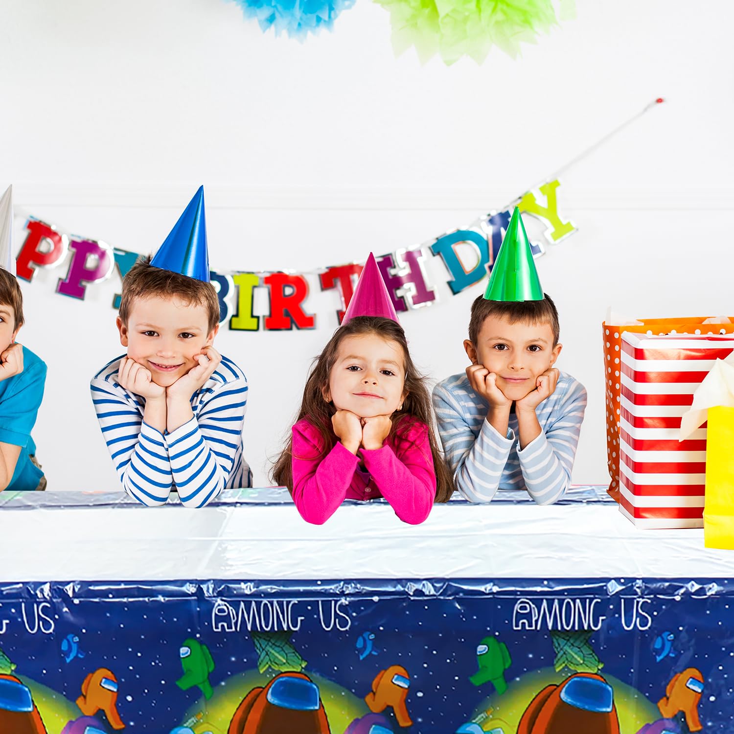 Fuyhiuous 2Pcs Among Game Tablecloth Disposable Tablecover Birthday Party Supplies and Decorations for Kid Boy Baby Shower Rectangle Tables 70"X42",2 Pack