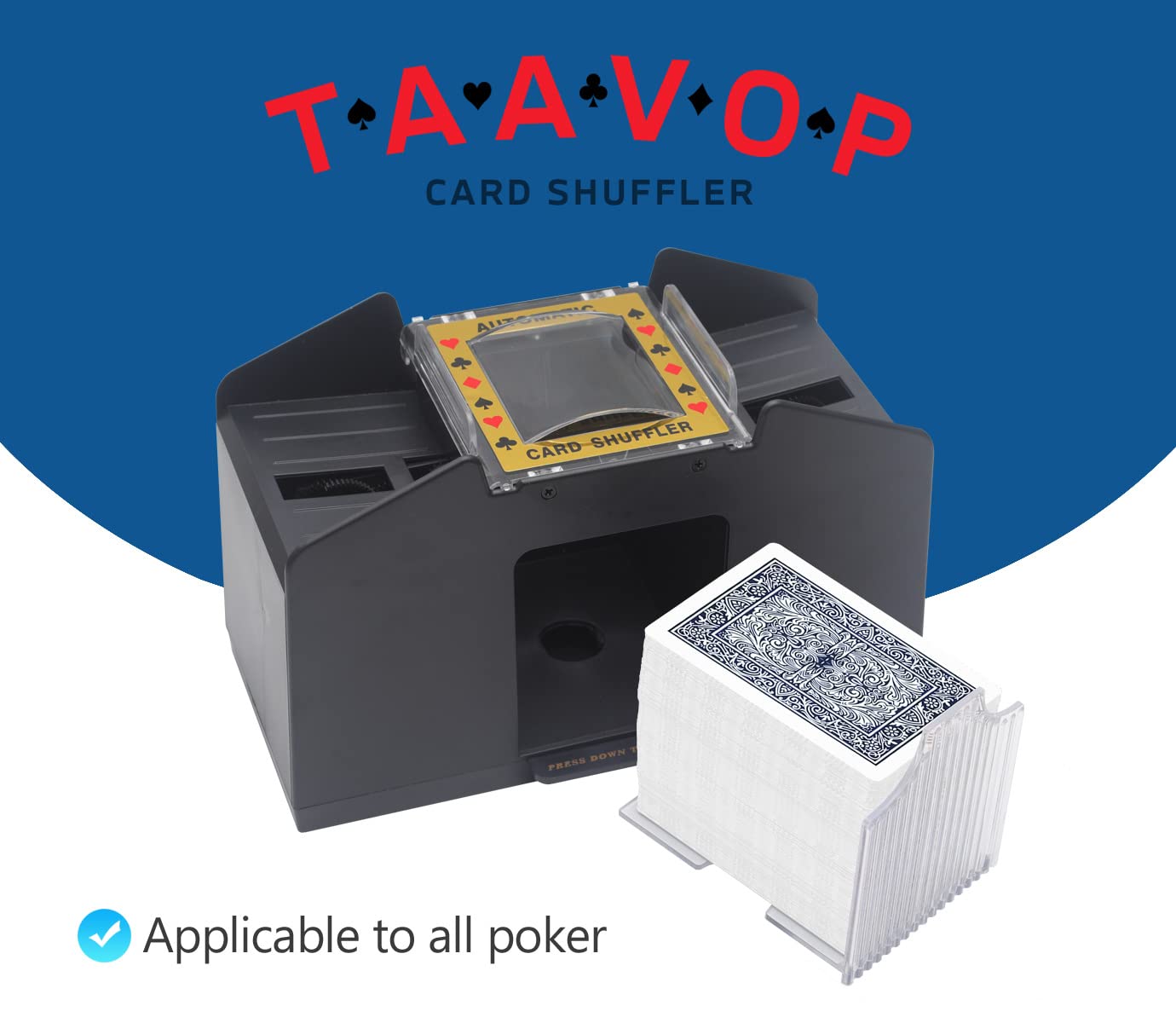 TAAVOP Card Shuffler 2-4 Deck Automatic, Battery-Operated Electric Card Shuffler Machine for UNO/Poker/Playing Card