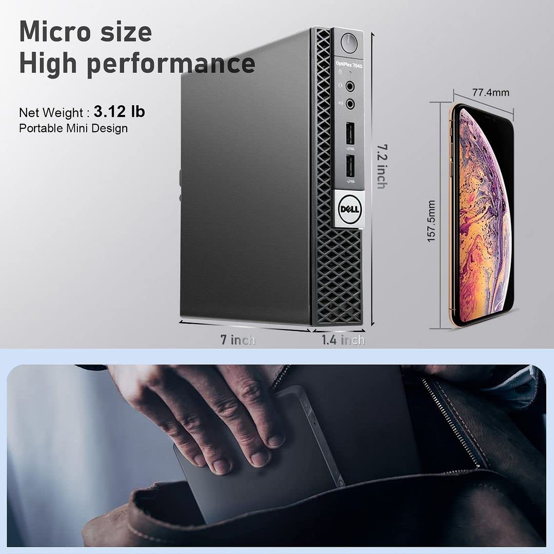 Dell Mini PC Windows 10 Pro, OptiPlex 7040 Mini Computers,i7 6700T Desktop,32GB Ram 512GB M.2 NVMe M.2 SSD Micro PC,AX210 Built-in WiFi 6E,HDMI Dual 4K Monitor Support (Renewed)