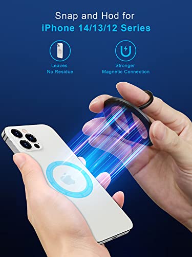 Magnetic Phone Ring Holder with MagSafe, SUPERONE [Aluminum Alloy] 2-in-1 Magnetic Phone Grip with Adjustable Stand, Compatible with iPhone 14/13/12, Pro, Pro Max, Mini, Black