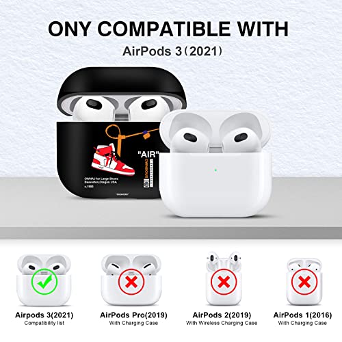 Gedicht for Airpods 3rd Generation Case Air Sports Shoes with Lanyard, Protective TPU Soft Cases Cover Rugged for Apple Airpod 3 Case with Keychain for Women Men,Black Red