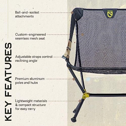 NEMO Moonlite Reclining Camp Chair | Portable Backpacking and Camping Chair with Adjustable and Foldable Options, Black Pearl