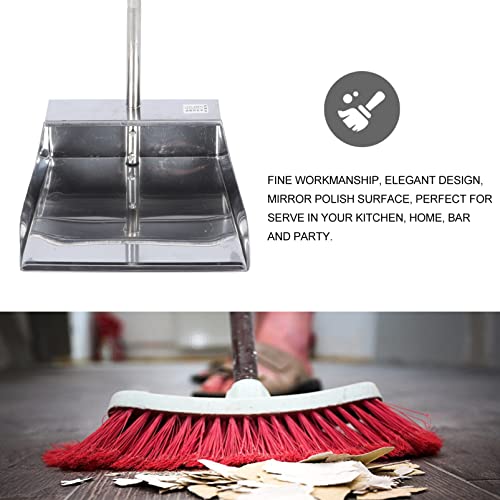Dust Pans with Handle, Stainless Steel Dustpan Cleaning Tool, for Lobby, Garage, Home and Yard (30.34X10.02 in)