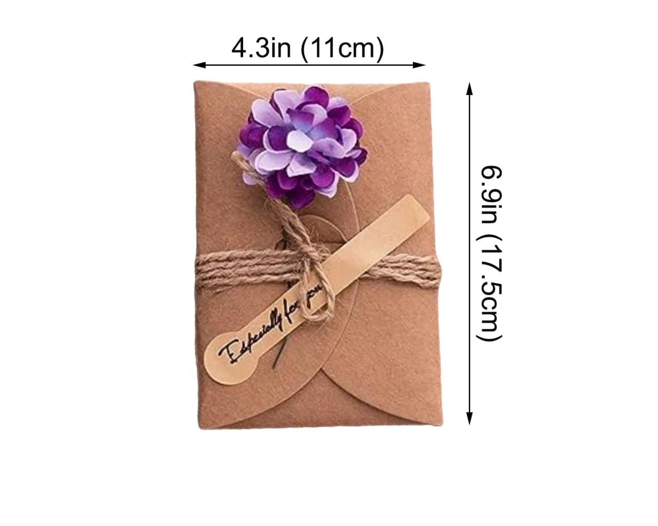 Ksix 10Pcs 4.3x6.9 Inchs Handmade Vintage Kraft Blank Note Card Thank Notes, Greeting Card, Paper Flowers Greeting Cards, Handmade Invitation Card, Birthday Party Invitation Card With Envelopes
