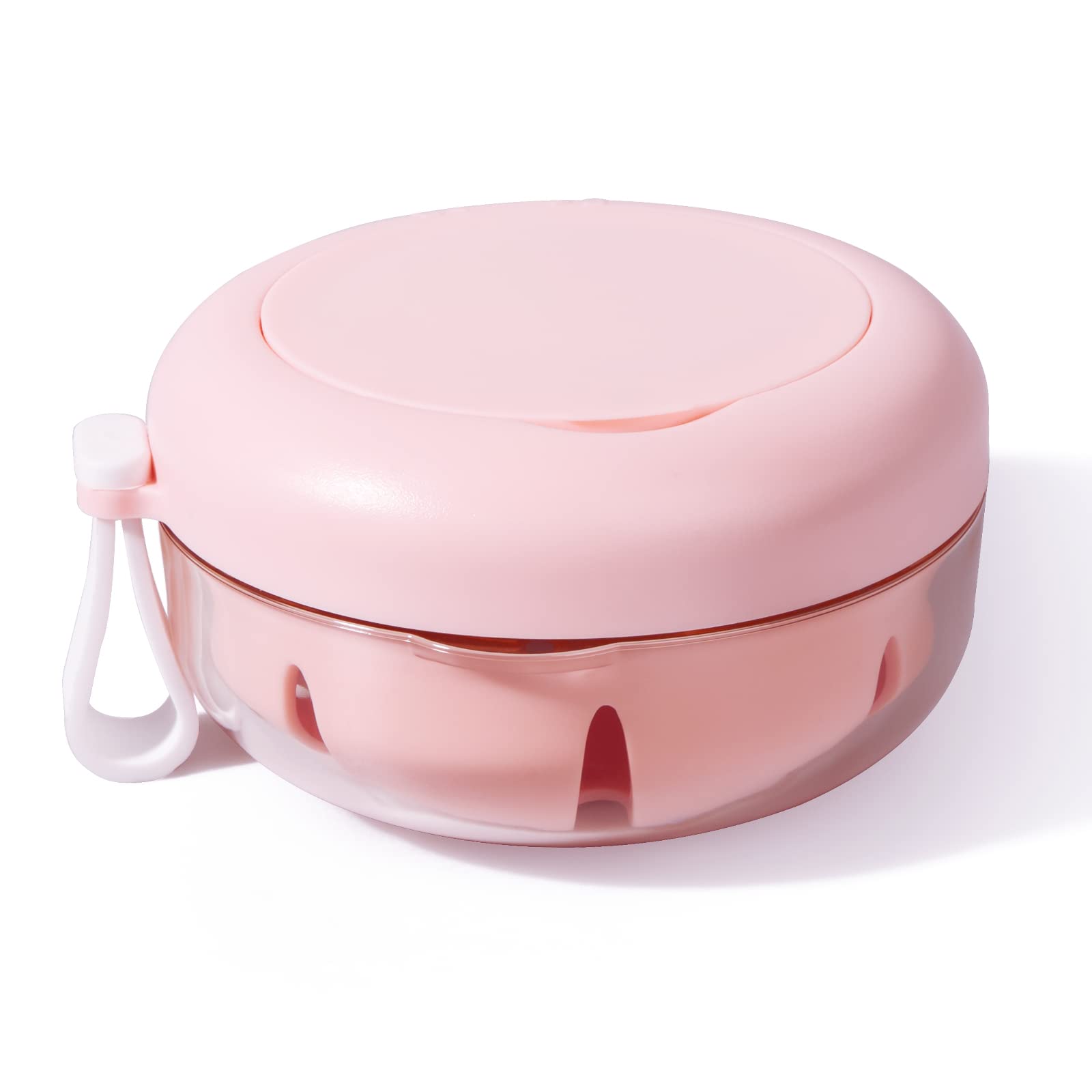 Denture Case -2 Pack - Definitely No-Leak Denture Bath Box for Traveling Perfectly, Denture Cup with Strainer & Mirror(Blue & Pink)