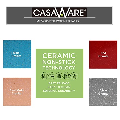 casaWare Toaster Oven 6 Cup Muffin Pan NonStick Ceramic Coated (Silver Granite)