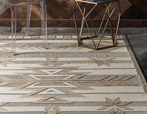 Unique Loom Outdoor Modern Collection Area Rug - Albuquerque (5' x 8' Rectangle, Beige/ Brown)
