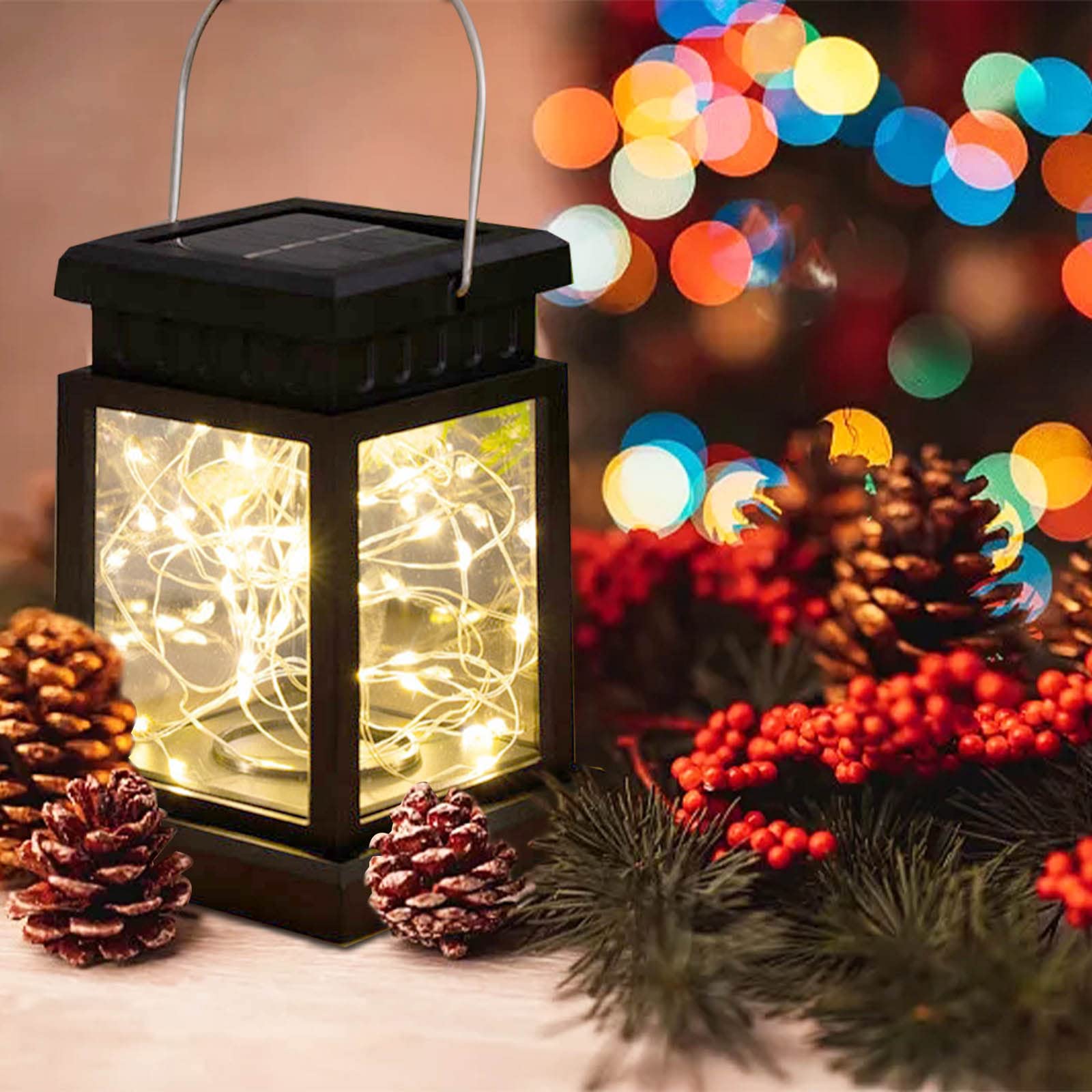 Solar Lanterns Outdoor Hanging Solar Star Lantern 4PCS LED Warm Light for Halloween & Christmas, Solar Powered Led Lantern Decorative for Patio Yard Garden.
