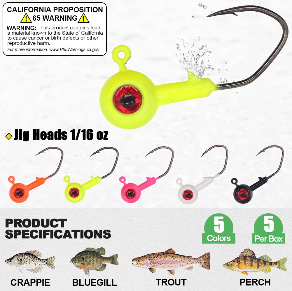 Crappie-Baits- Plastics-Jig-Heads-Kit-Minnow-Fishing-Lures-for Crappie-Panfish-Bluegill-40-Piece Kit - 30 Bodies- 20 Crappie Jig Heads
