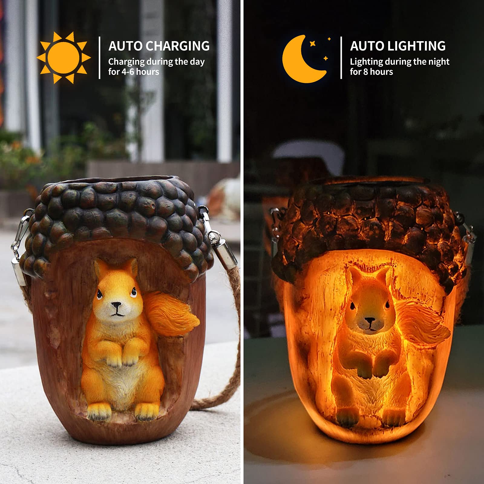Solar Light Hanging Outdoor Garden Decor Lantern - Waterproof Auto on/Off Decorative LED Light for Garden Patio Yard Porch Outside Decoration nut-Yellow