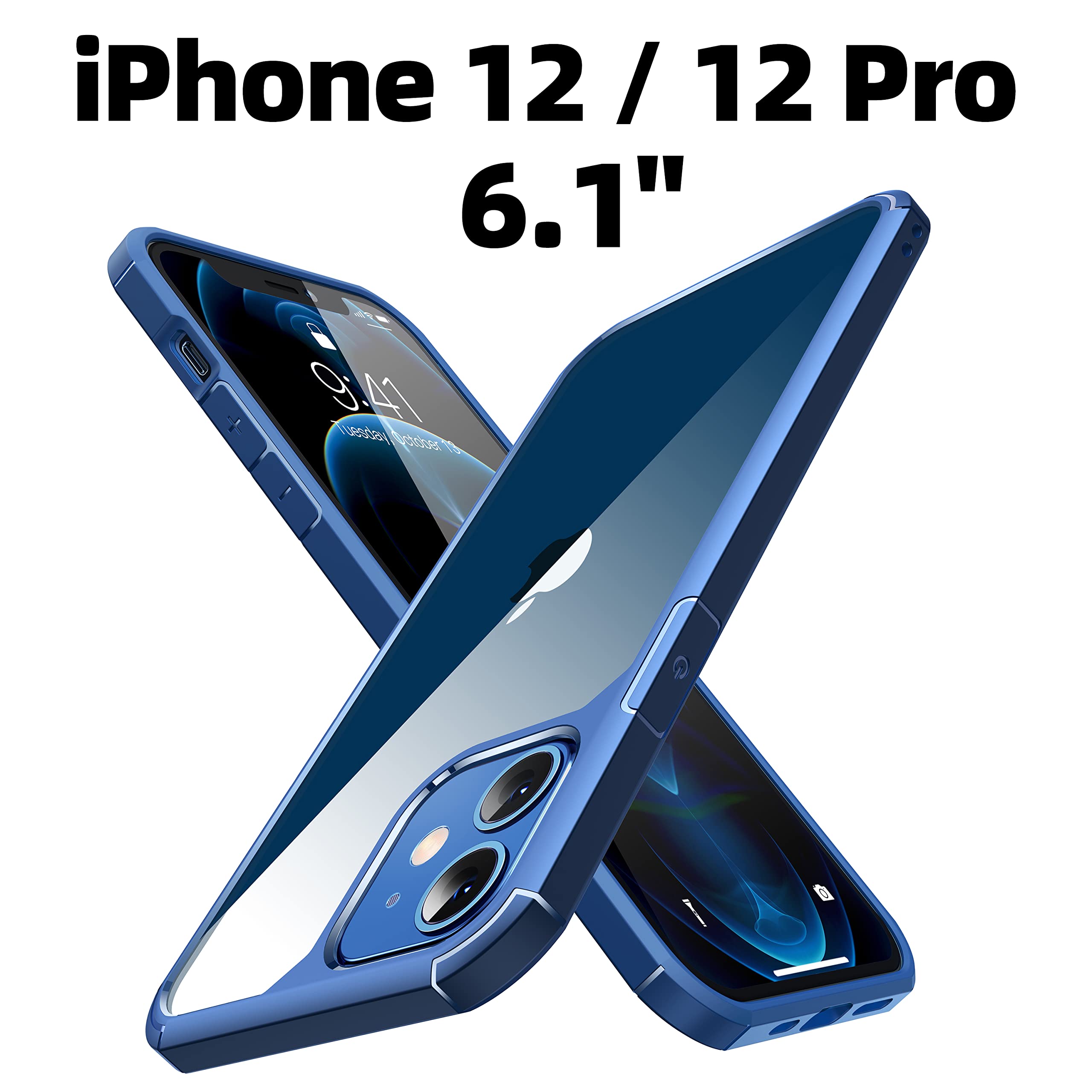 CASEKOO Designed for iPhone 12 Pro Case, Designed for iPhone 12 Case [Military Grade Drop Protection], Clear Shockproof Protective Phone Case Slim Thin Cover 5G 6.1 inch 2020- Pacific Blue