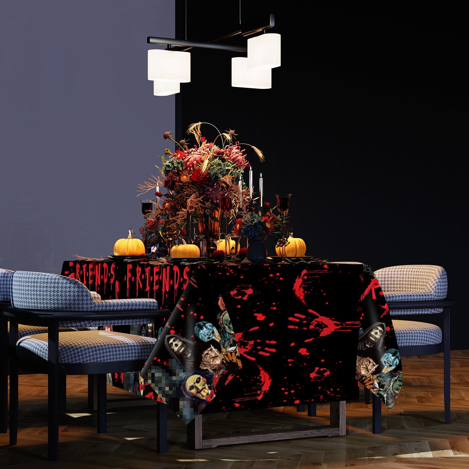 FYSUIMU 3Pcs Halloween Tablecloth 54 x 108 Inch Horror Movie Character Plastic Disposable Waterproof Table Cover for Birthday Party Home Kitchen Table Decor