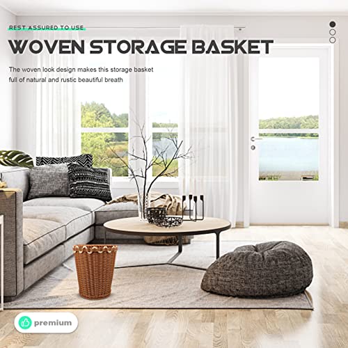 Ipetboom Seagrass Waste Basket Woven Trash Can with Lid Wicker Garbage Bin Rattan Rubbish Container Rustic Storage Basket Laundry Hamper for Kitchen Home Office