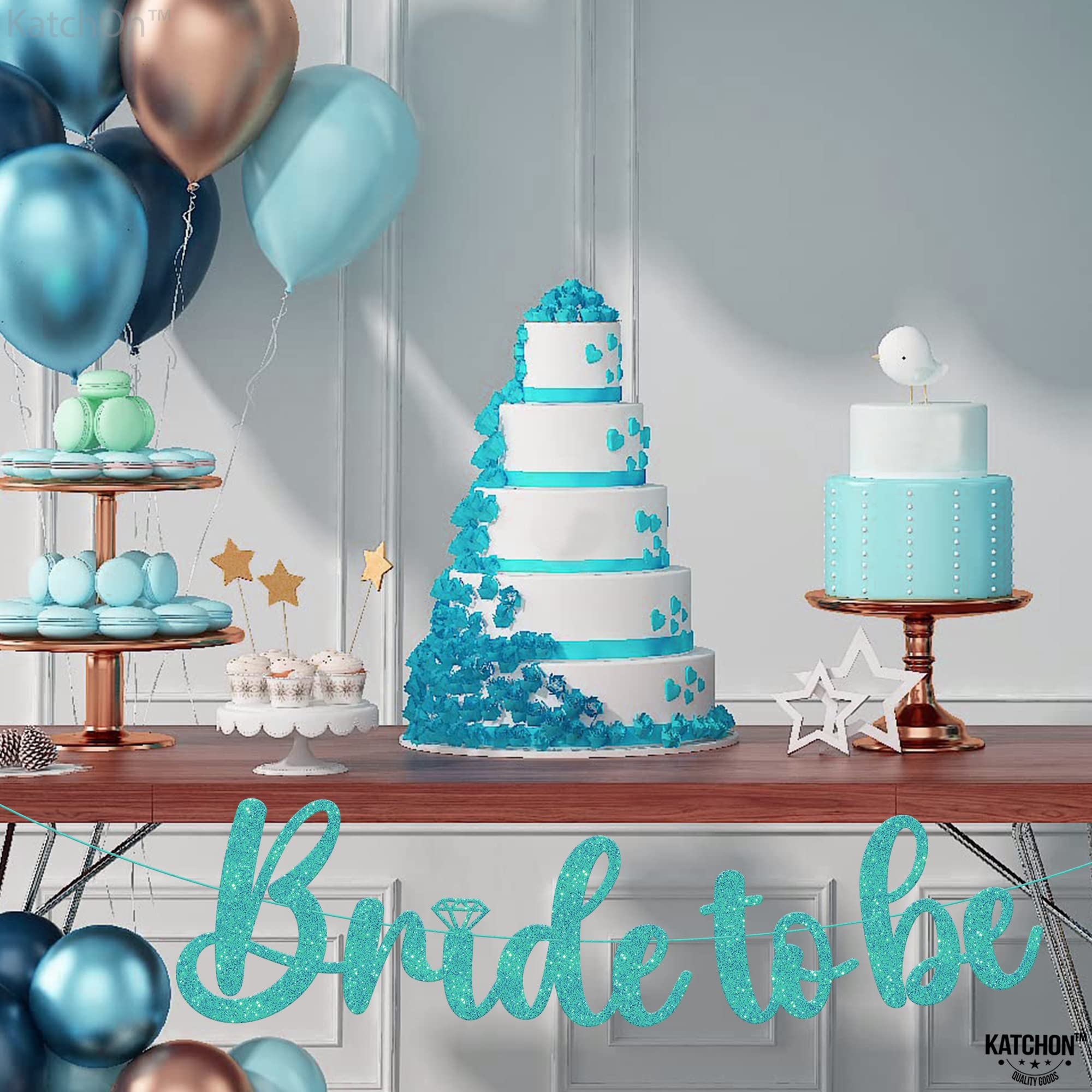 KatchOn, Blue Glitter Bride To Be Banner - 10 Feet, No DIY | Blue Bride to Be Sign for Bachelorette Party Decorations | Bridal Shower Banner for Bridal Shower Decorations | Bride To Be Decorations