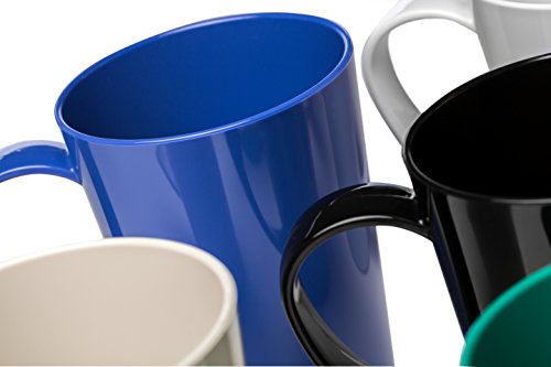 Carlisle FoodService Products Mug Plastic Coffee Mug with Large Handle for Buffets, Home, and Restaurant, Tritan, 12 Ounces, White