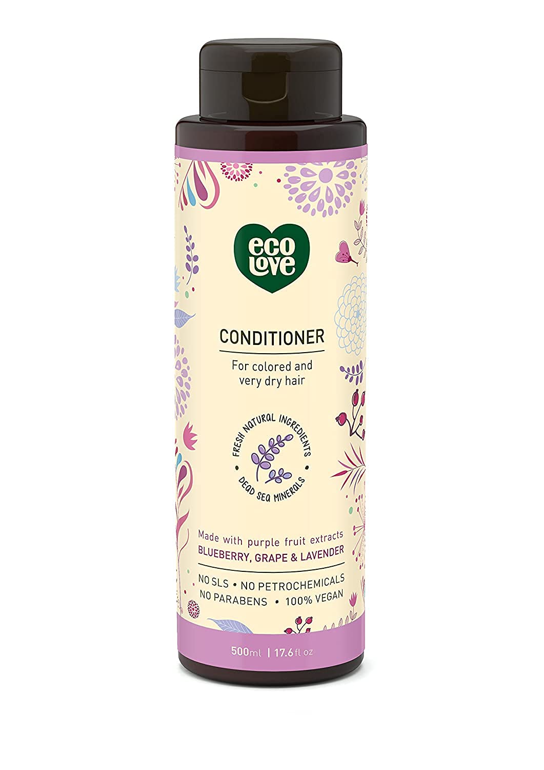 ecoLove - Natural Shampoo, Conditioner & Moisturizing Body Wash, With Organic Lavender Extract - No SLS or Parabens - Vegan and Cruelty-Free