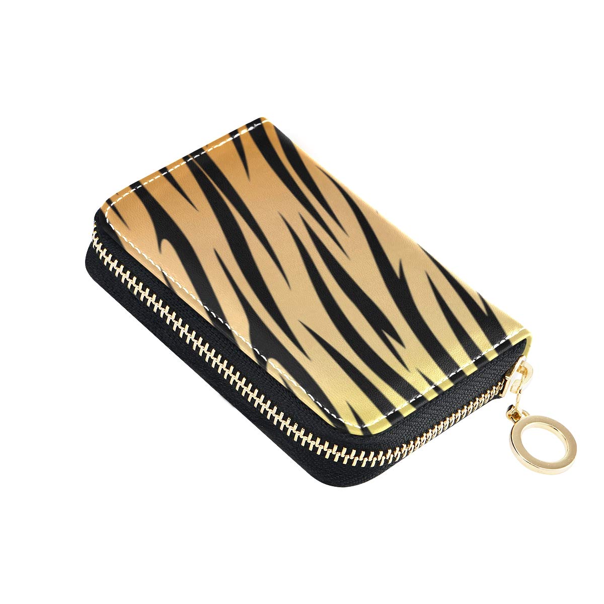 Slim Minimalist Soft Leather Mini Case Holder Organizer Wallet for Women Men Tiger Print Animal
