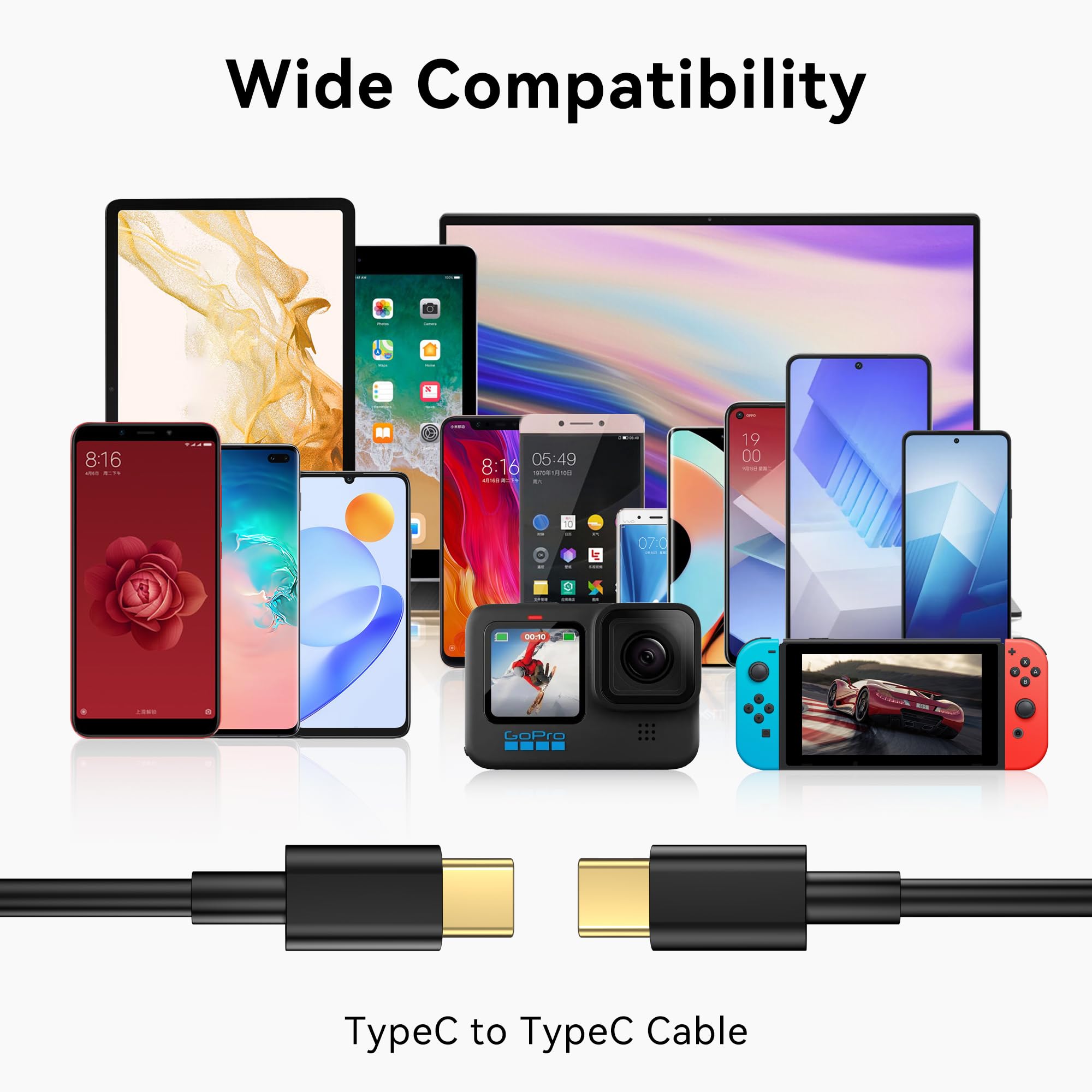 ecjtu USB-C to USB-C Cable 3.3FT(1 Pack)