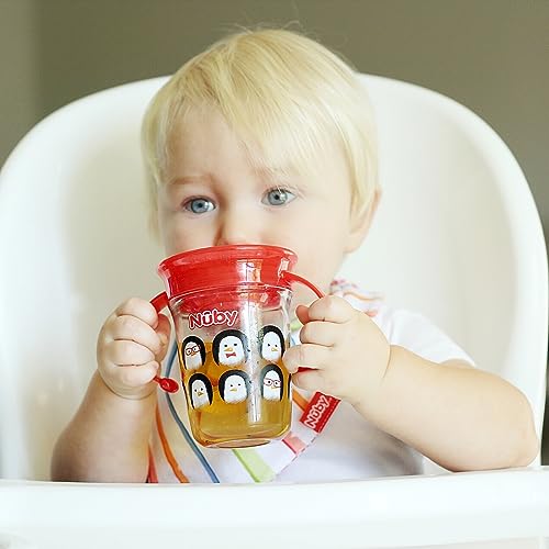 Nuby Tritan No Spill 2 Handle 360 Degree Printed Wonder Cup, Prints May Vary, 1pk