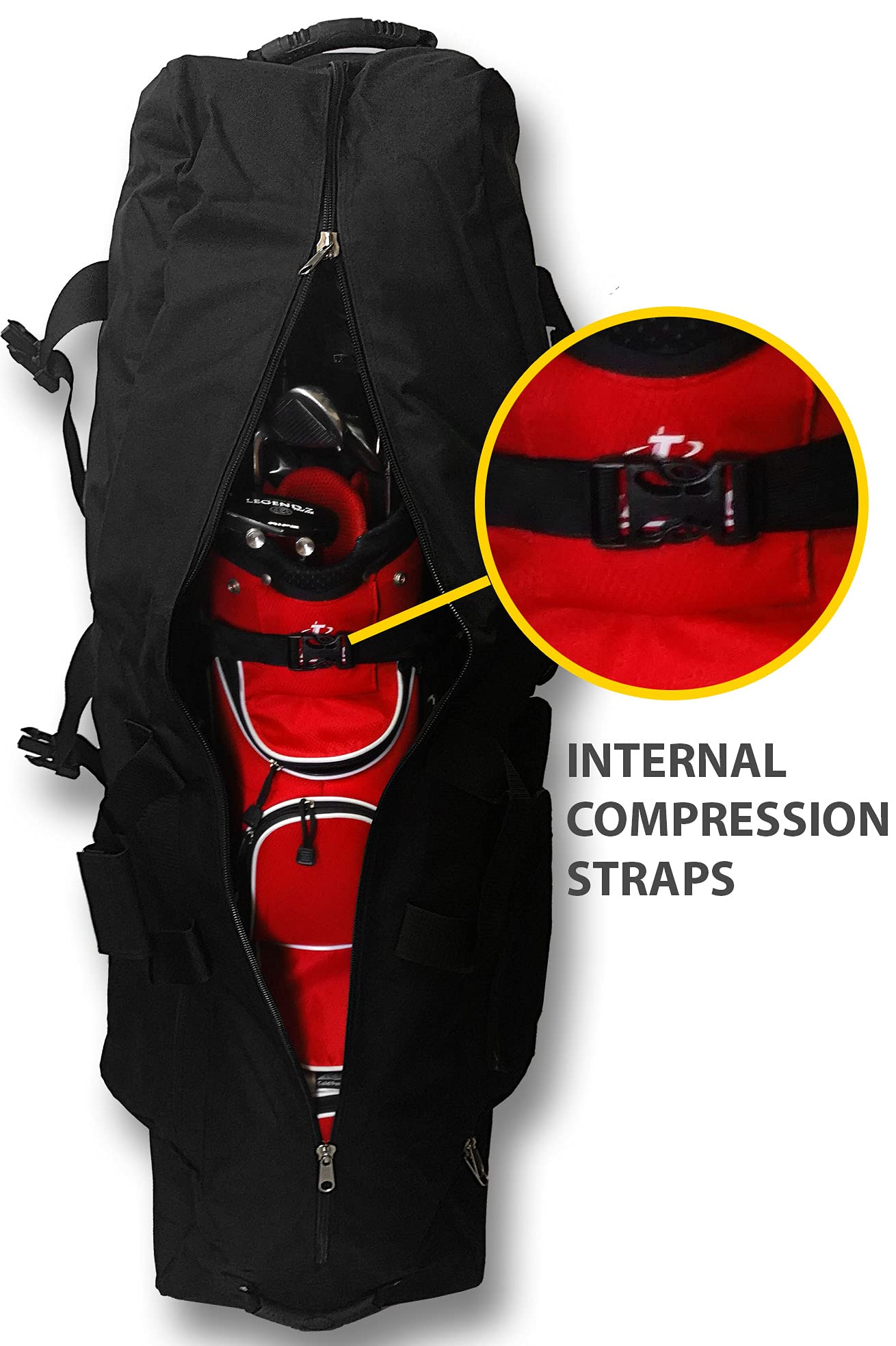 CaddyDaddy CDX-10 Padded Golf Travel Bag Cover with Large Pockets - Heavy Duty, Wheeled Golf Bag Travel Cover, Lightweight