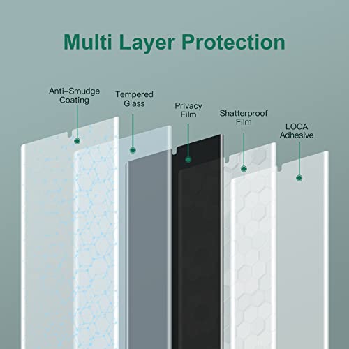 Gatatol [2 Pack for Galaxy S23 Ultra Screen Protector Privacy [Support Fingerprint & S Pen] 2X 3D Curved Anti-Spy Tempered Glass for Samsung S23 Ultra 5G