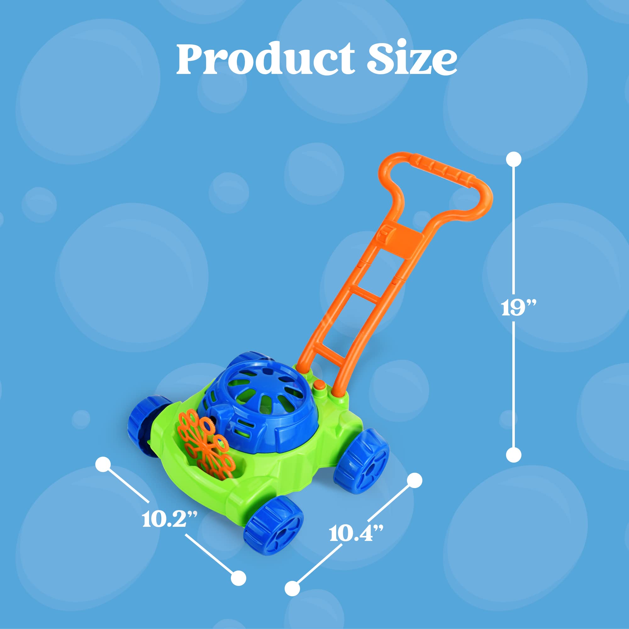 Sloosh Bubble Lawn Mower Machine for Kids,Automatic Bubble Mower with Bubble Solutions, Push Toys for Toddler, Baby Activity Walker for Outdoor, Bubble Maker for Party in Summer Birthday Gift