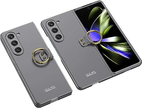 TECHY for Galaxy Z Fold 5 Case with Ring Ultra Thin Matte PC Protective Cover for Samsung Galaxy Z Fold 5 2023, Grey