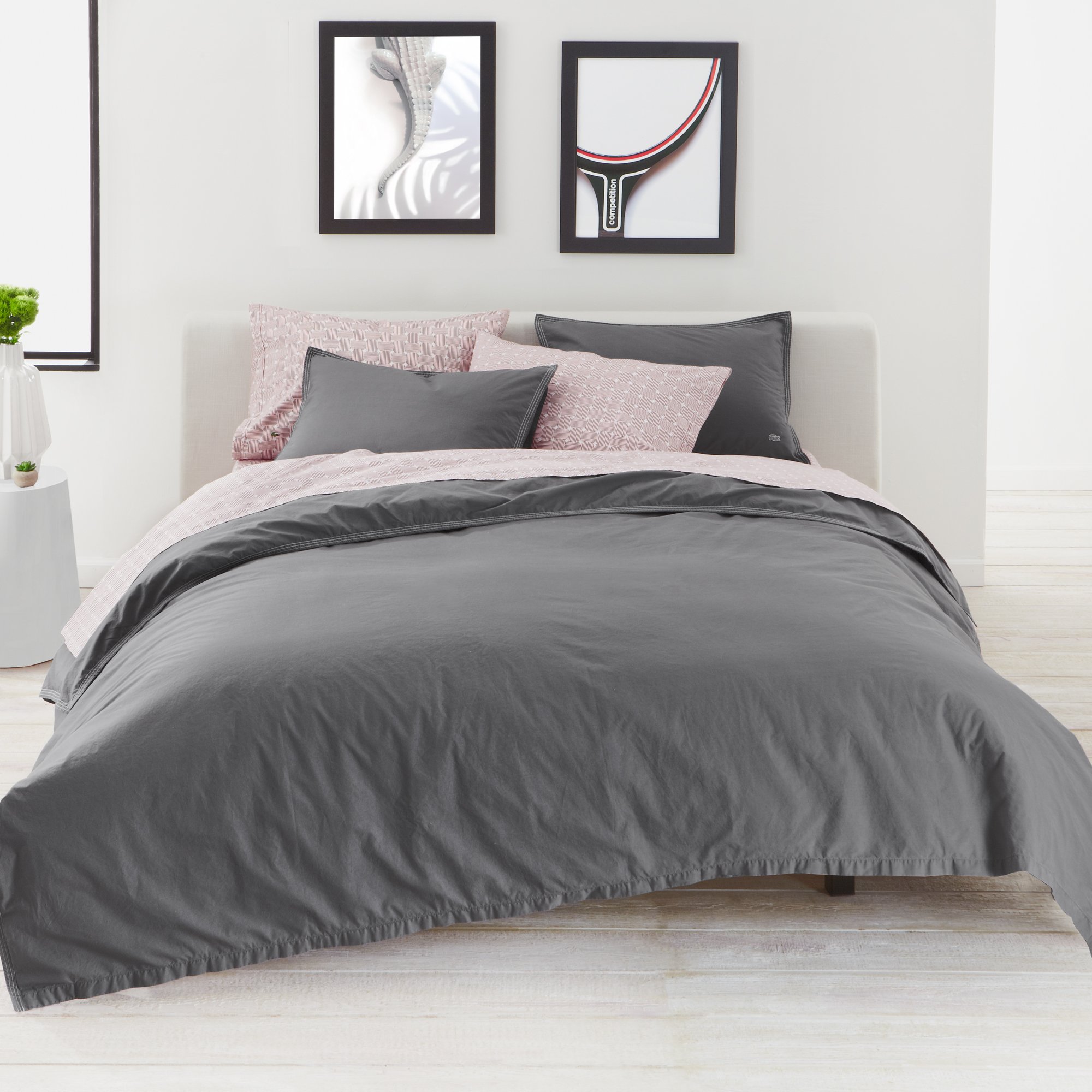 Lacoste Washed Solid Duvet Set, Castle Rock, King