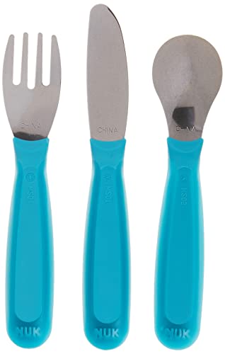 NUK Kiddy Cutlery Fork, Knife, and Spoon Set, 3 Pack, 18+ Months