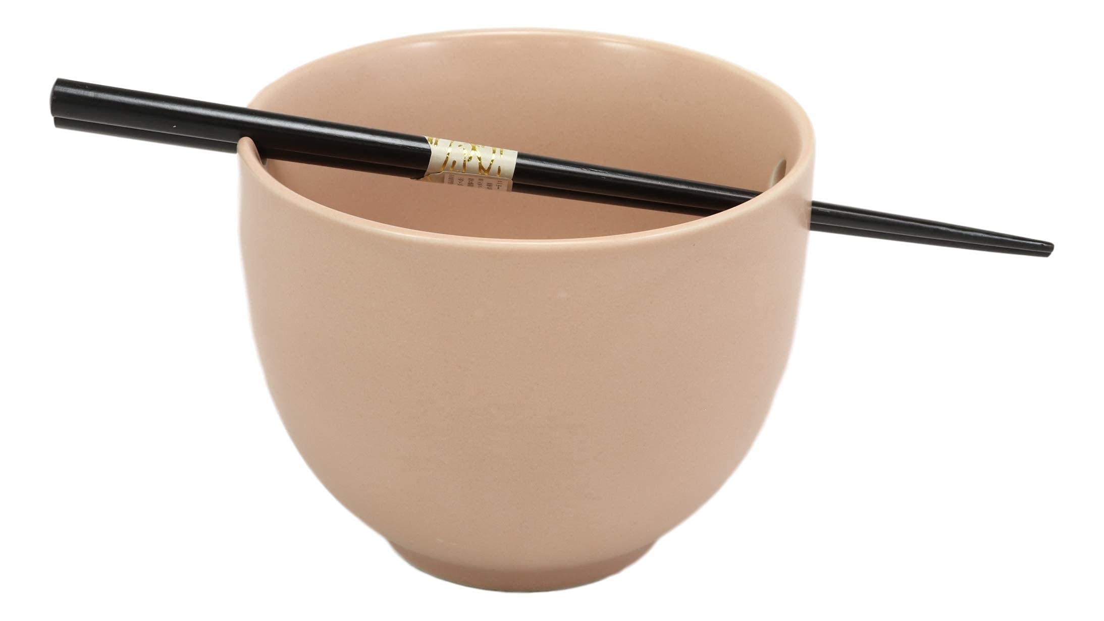 Ebros Whimsical Ceramic Peachy Pink Lucky Meow Cat Pasta Ramen Udong Pho Noodles Soup Bowl and Chopsticks Set Dining Gourmet Meal Feline Cats Collection Rice Bowls Decor Kitchen