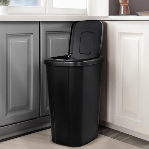 FGriD 13.3 Gallon Trash Can, Plastic Touch Top Kitchen Trash Can, Black