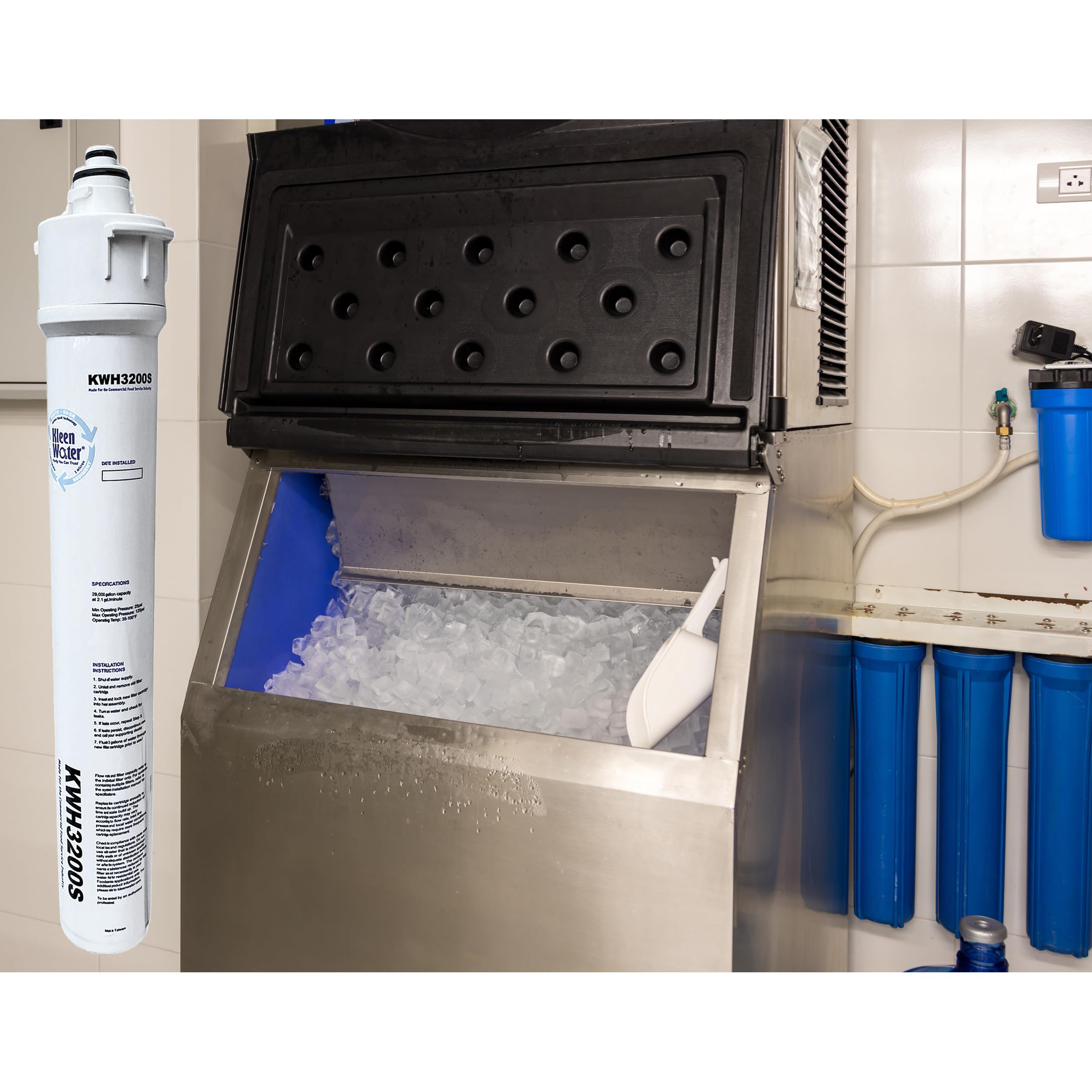 KleenWater KWH3200S Compatible with Hoshizaki 4HC-H H9655-11 Commercial Water Filter, Set of 3