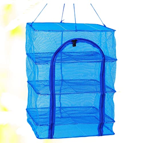 Gatuida Hanging Drying Net, 4 Layers Foldable Fish Mesh Hanging Drying Rack for Shrimp Fish Fruit Vegetables(66X50cm) Hanging Dryer Rack