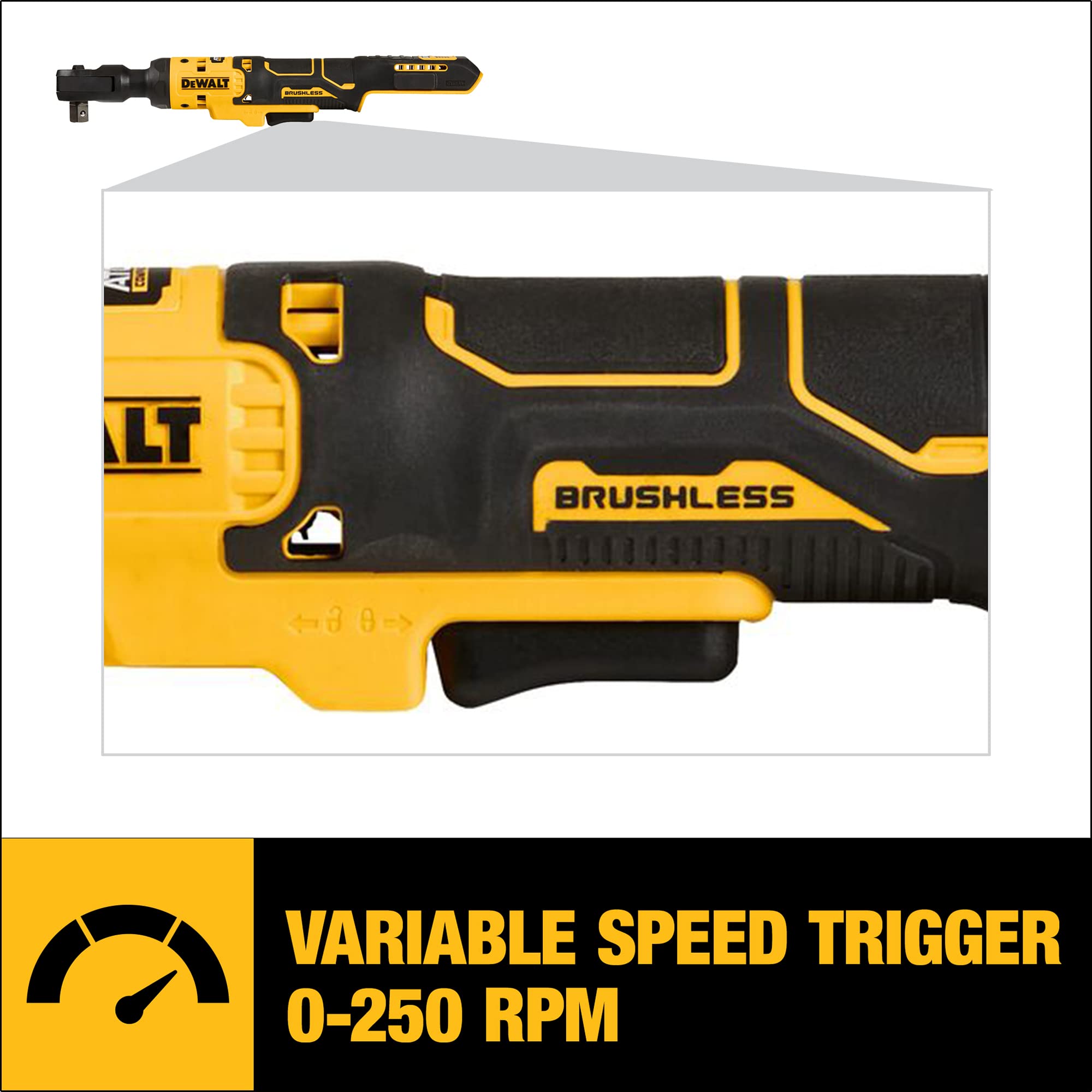 DEWALT ATOMIC 20V MAX* Brushless 1/2 in. Ratchet Kit (DCF512D1)