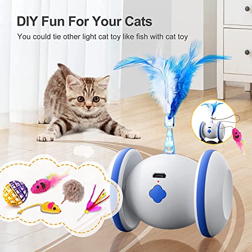 LiieyPet Cat Toys for Indoor Cats Interactive Cat Toy with 3 Feathers, Automatic Cat Toys with LED Lights, USB Rechargeable Cat Toys, Electronic Cat Toy, 360° Rotating, Cat Exercise Toy