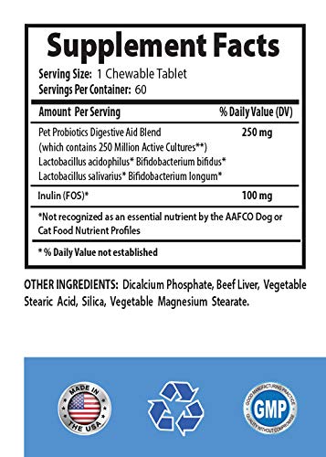 I Love My Pets Dog Digestive Support - PET Digestive AID - Dogs and Cats - Best PROBIOTICS - bifidobacterium longum - 120 Treats (2 Bottle)