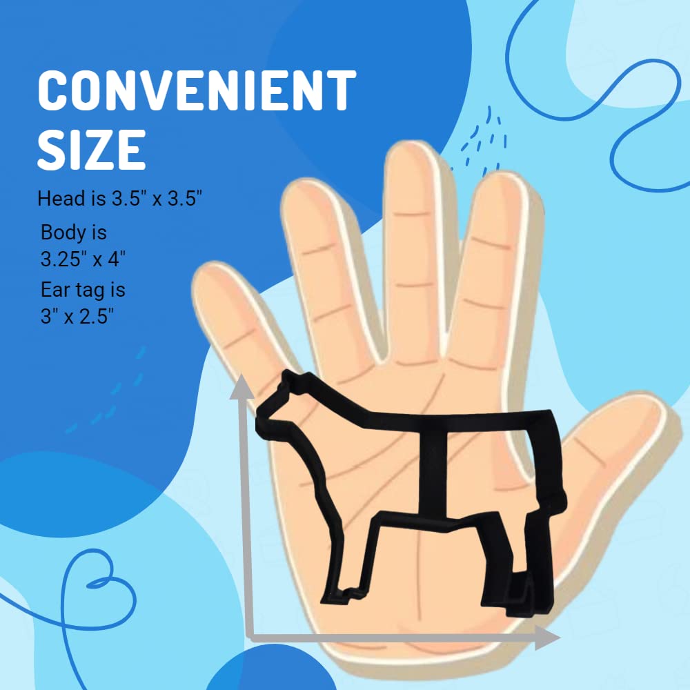 COW COOKIE CUTTERS Livestock Cattle Calf Ear Tag Cow Heifer Head Face And Bull Steer Body Outline Fair Farm Show Cookie Cutters (3 Pack)
