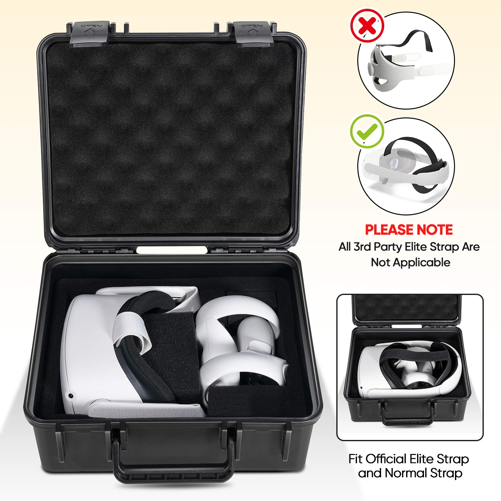 sarlar Hard Carrying Case for Meta Quest 3S/Quest 3/Quest 2 VR Headset Accessories Safe and Portable Protection, Compatible with Original Official Elite Head Strap, Suitable Travel and Home Storage
