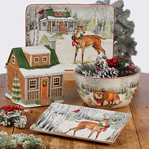 Certified International Winter Forest 8.25" Salad/Dessert Plates, Set of 4, Multicolored