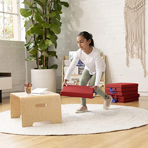 ECR4Kids SoftZone Floor Cushions, Square, Flexible Seating, Red, 6-Piece