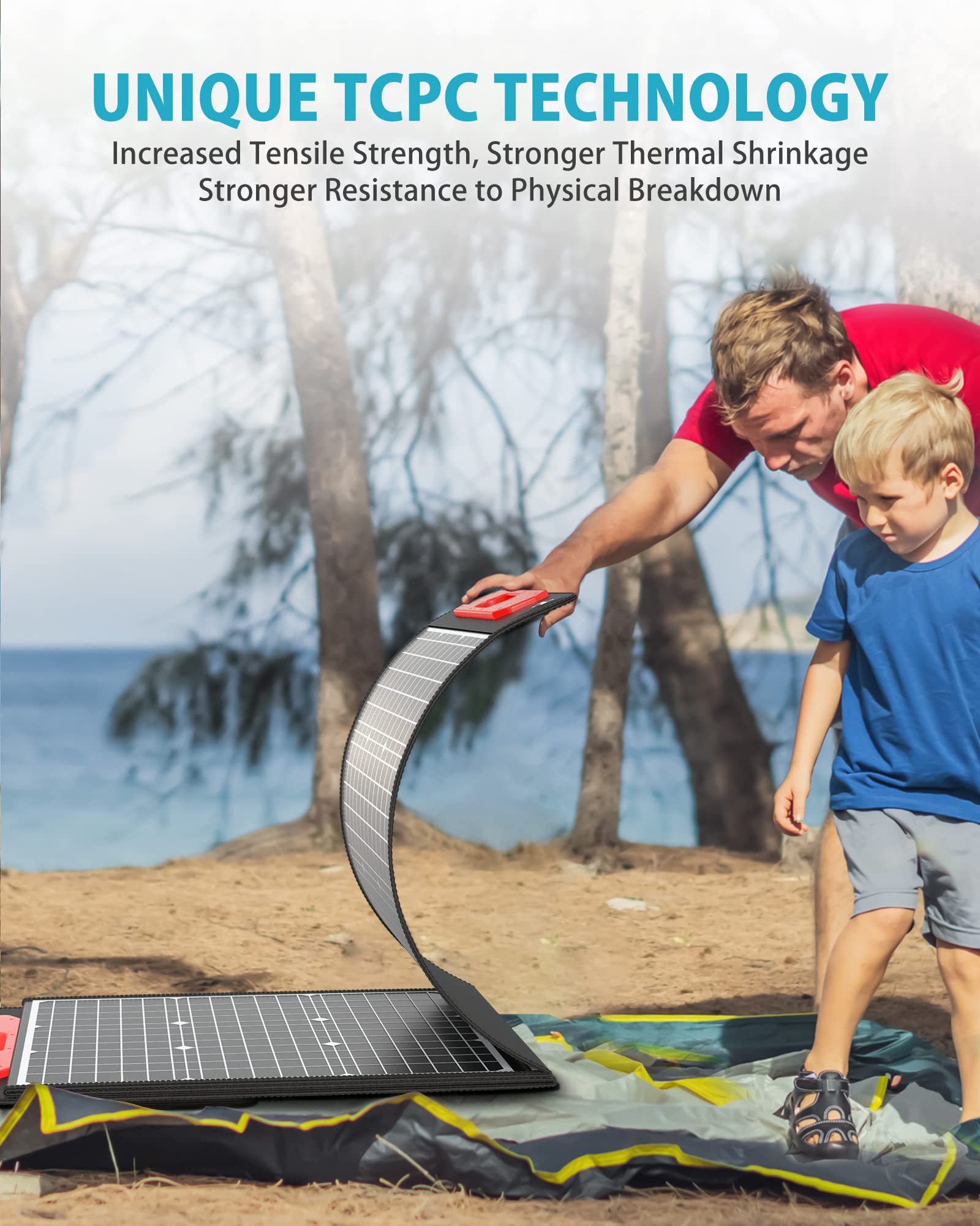 ELECAENTA 200W Portable Solar Panel, Ultra-Light/Only 11lbs, Flexible & Foldable Monocrystalline ETFE Solar Charger with Kickstand, IP54 Waterproof for Outdoors RV Camping Off Grid Adventures