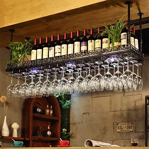 Iron Creative Simplicity Wall Mounted Wine Holder European-Style Tilted/Straight Wine Rack Red Wine Champagne Bottle Display Stand Rack Organizer J1030, PIBM, Black, 60 * 35cm