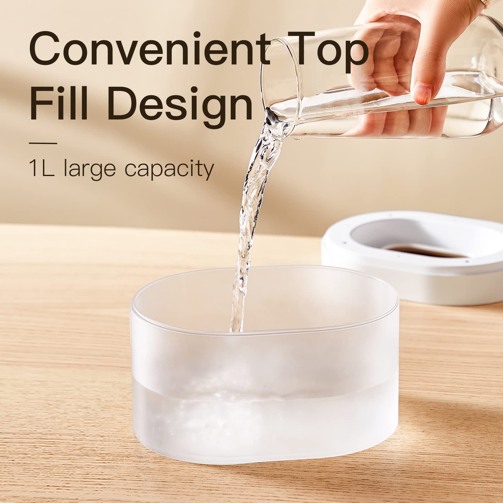 Small Portable 1L Humidifier, Mini Top Fill Cool Mist Air Humidifier, Dual Nozzles Desktop Humidifier for Baby Bedroom Office, Whisper-Quiet Operation, 2 Spray Modes & Night Light Modes, Auto Shut-Off