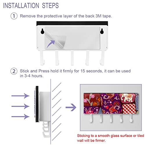 Ethnic Patchwork Elephant Floral Rack Organizer with 5 Hooks Wall Bathroom Kitchen Shelf Rack Multifunctional Storage Shelf
