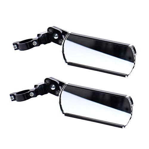 Toxz Pair Aluminum Bike Mirror Mountain Bicycle Rearview Mirrors with Bases,Handlebar End Rear Back View Mirrors,360° Rotate,Large Lens